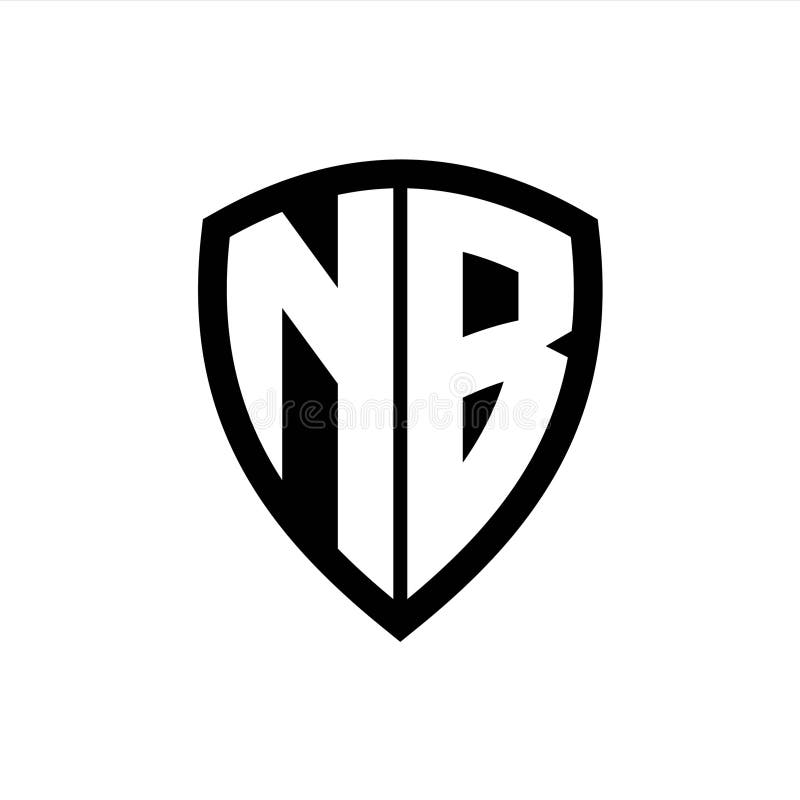 NB Monogram Logo with Bold Letters Shield Shape with Black and White ...