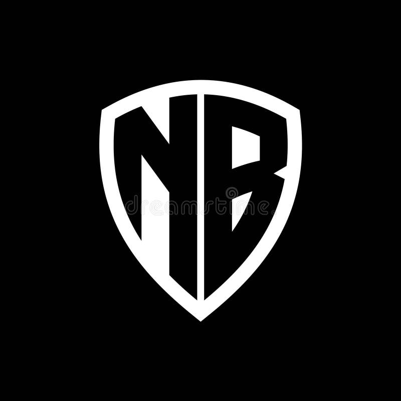 NB Monogram Logo with Bold Letters Shield Shape with Black and White ...