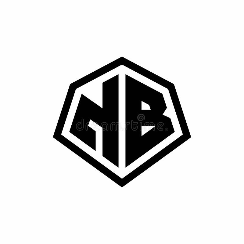NB Monogram Logo with Hexagon Shape and Line Rounded Style Design ...