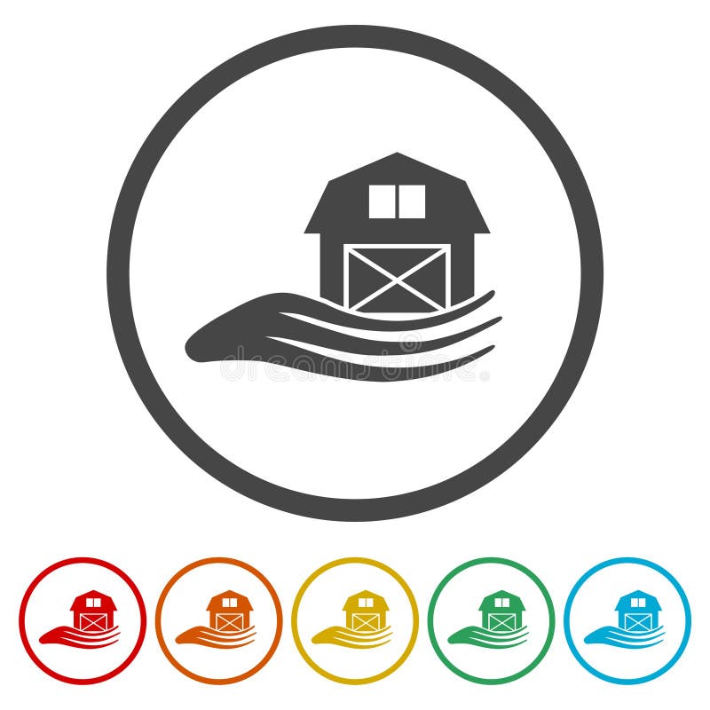 Barn & Farm Building Icons Set Stock Vector - Illustration of ...