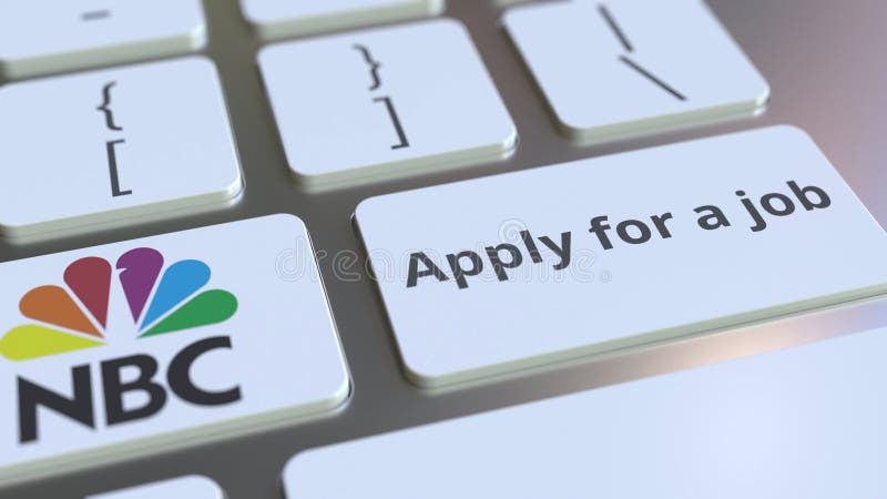 NBC Company Logo and Apply for a Job Text on the Keys of the Computer ...