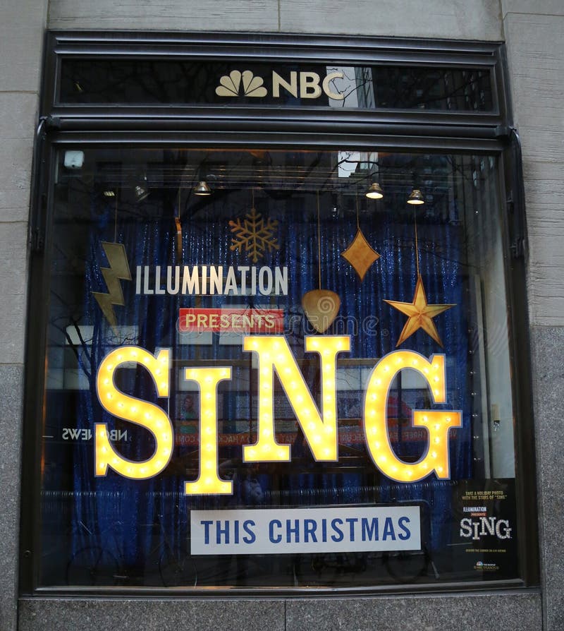 NBC Experience Store Window Display Decorated with Sing Film Promotion ... NBC Experience Store Window Display Decorated with Sing Film Promotion ...