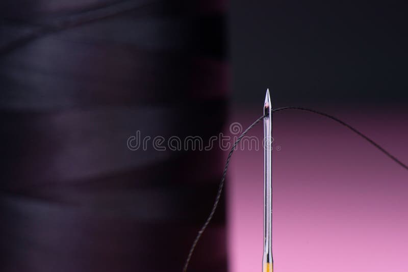 Black Thread and Industrial Needle Stock Image - Image of thread ...