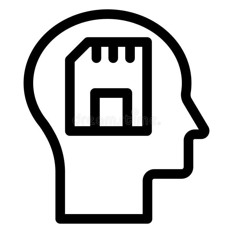 Brain Memory, Digital Brain, Line Vector Icon Which Can Easily Modify ...