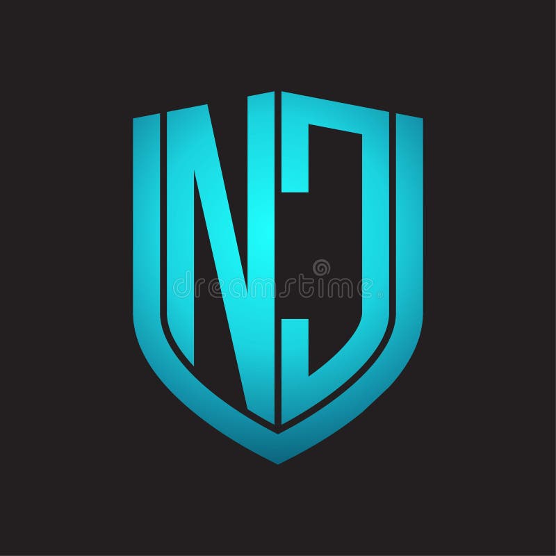 NC Logo Monogram with Emblem Shield Design Isolated with Blue Colors on ...