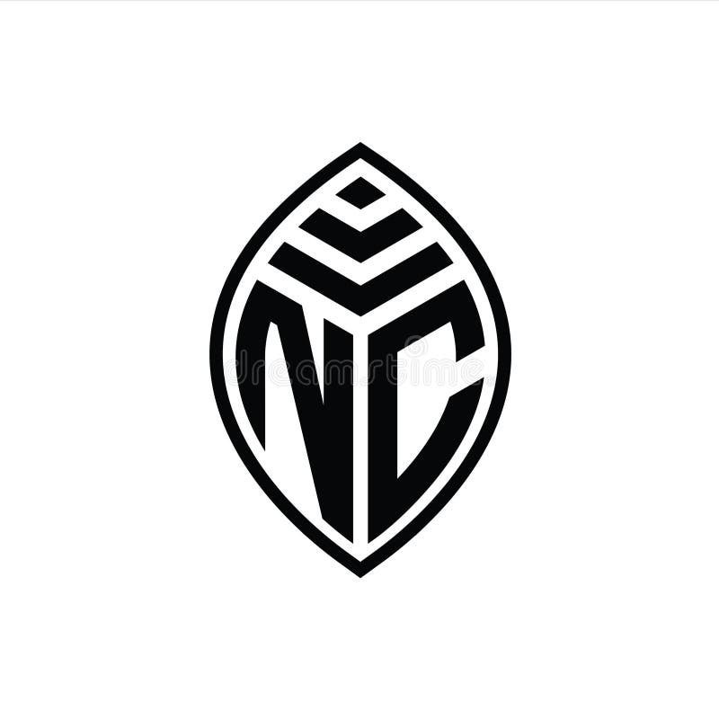NC Logo Monogram Leaf Shape Isolated Outline Design Template Stock ...
