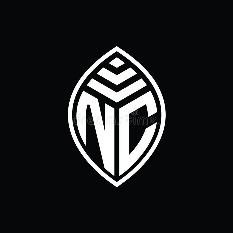 NC Logo Monogram Leaf Shape Isolated Outline Design Template Stock ...