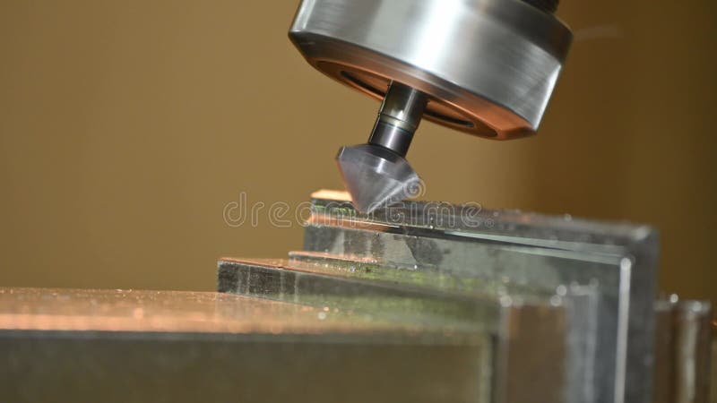 The NC Milling Machine Setup Angle Chamfer Cutting Metal Plate Part by ...