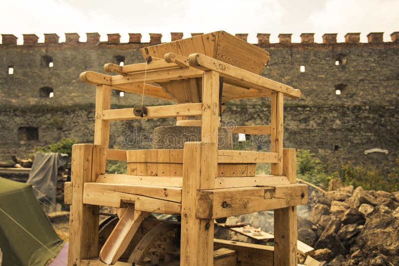 Ncient Wooden Mill Hand Made Museum Exhibit Historical Object Editorial ...