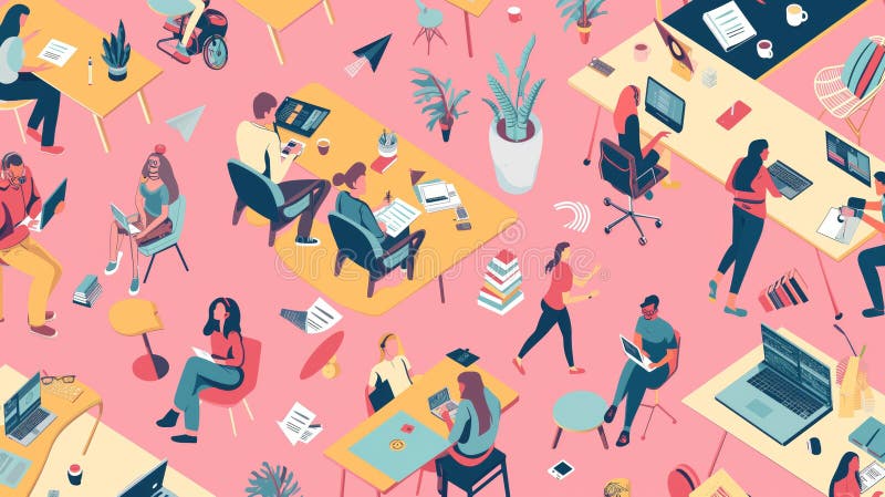 Nclusive Office Space: a Colorful Depiction of Collaborative Work Stock ...