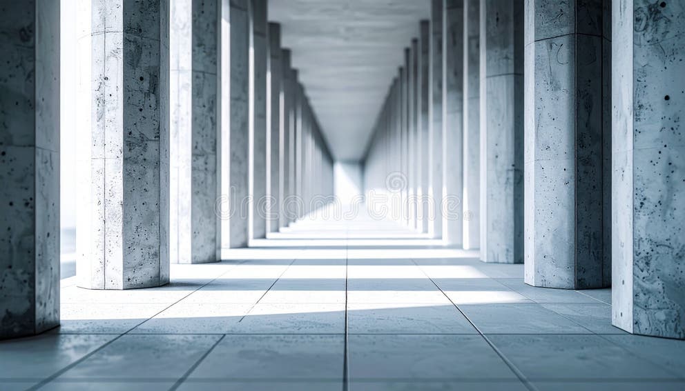 Concrete Columns Receding To Infinity. Generated Image Stock Photo ...