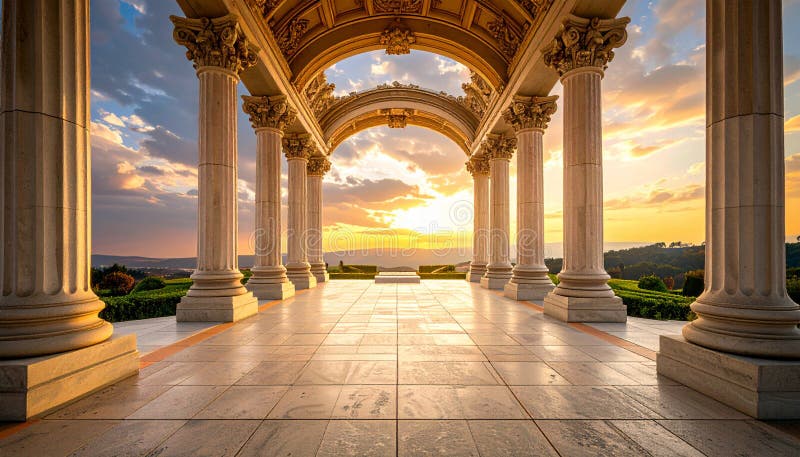 Concrete Columns Receding To Infinity. Generated Image Stock Image ...