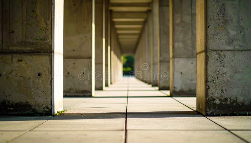 Concrete Columns Receding To Infinity. Generated Image Stock Photo ...