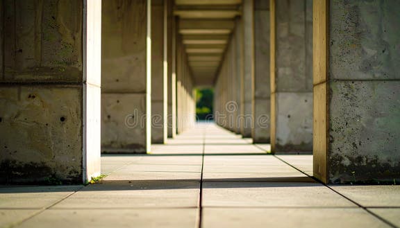 Concrete Columns Receding To Infinity. Generated Image Stock Photo ...