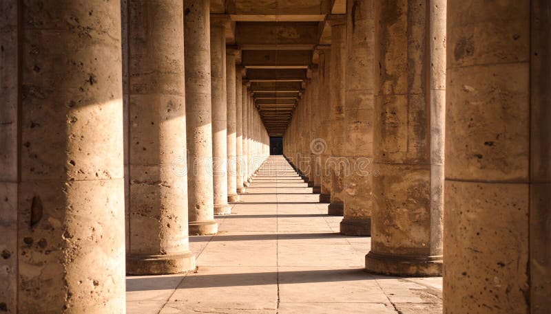 Concrete Columns Receding To Infinity. Generated Image Stock Photo ...