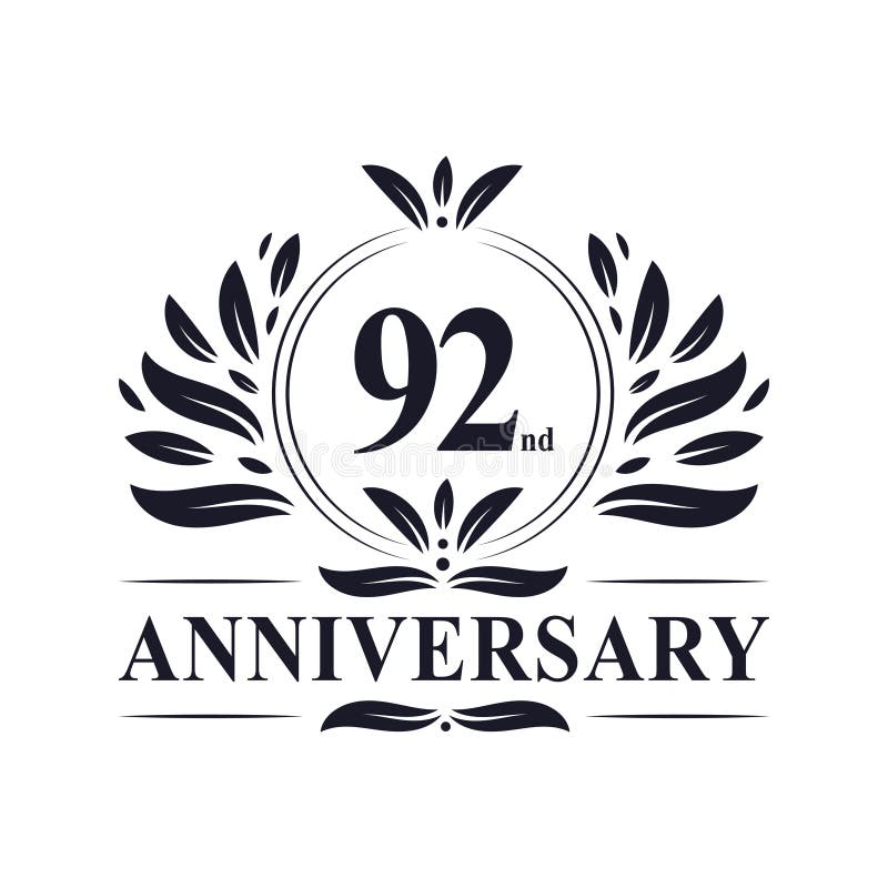 92nd Anniversary Celebration, Luxurious 92 Years Anniversary Logo ...