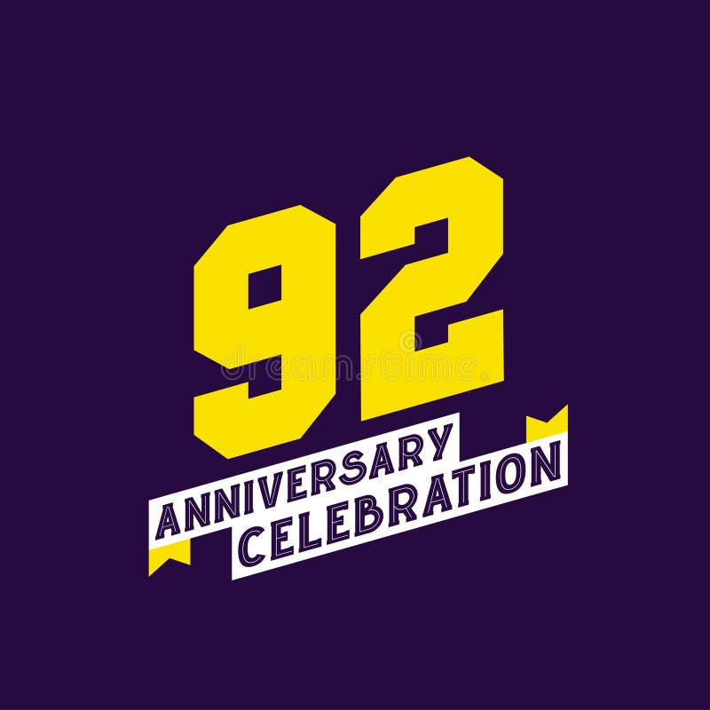 92nd Anniversary Celebration Vector Design, 92 Years Anniversary Stock ...