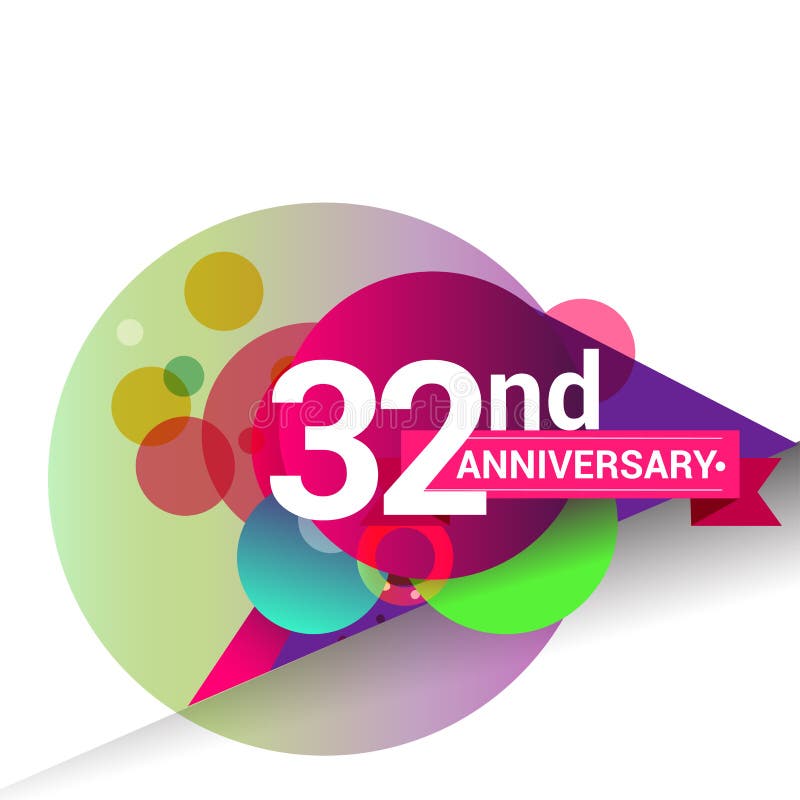 32nd Anniversary Logo with Colorful Geometric Background, Vector Design ...