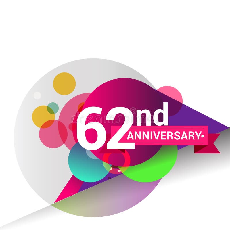 62nd Anniversary Logo with Colorful Geometric Background, Vector Design ...