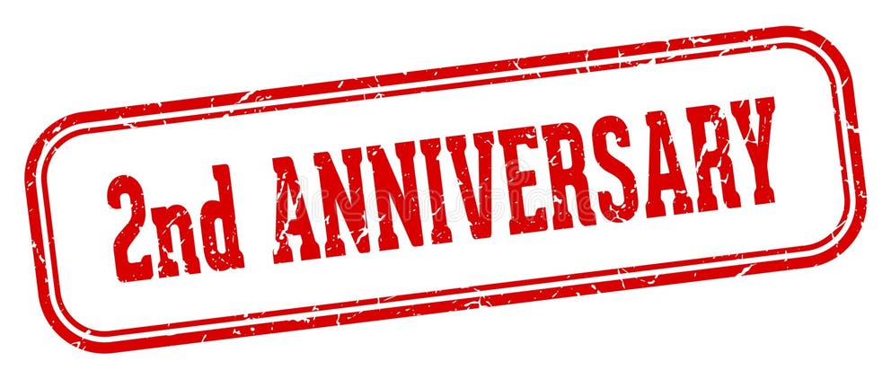 2nd Anniversary Stamp. 2nd Anniversary Rectangular Stamp on White ...