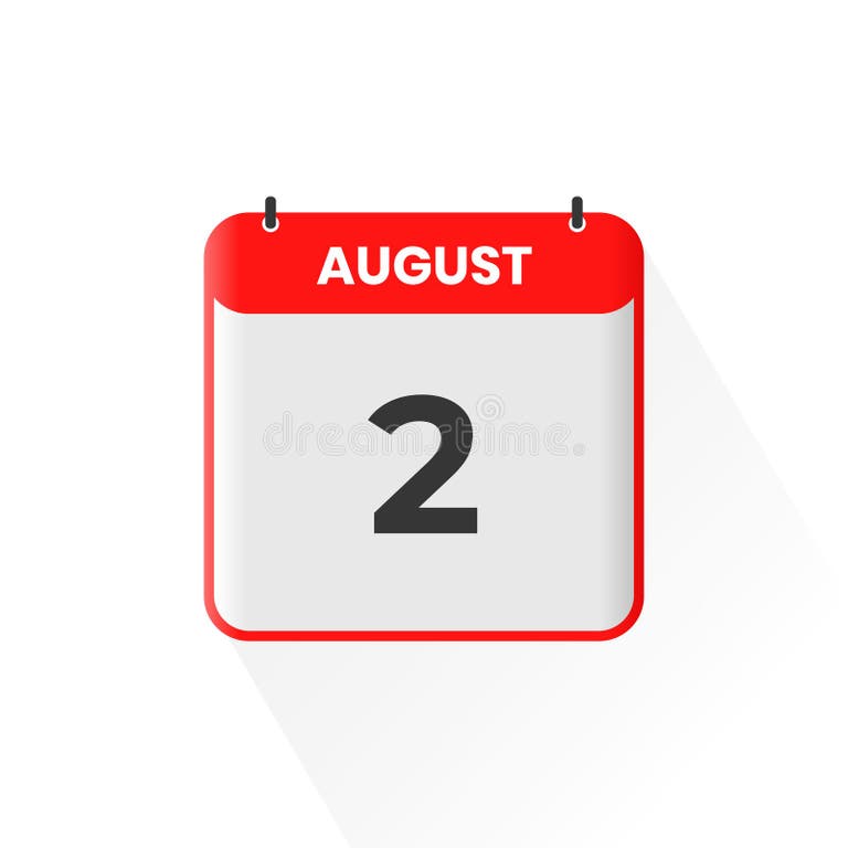 2nd August Calendar Icon. August 2 Calendar Date Month Icon Vector ...