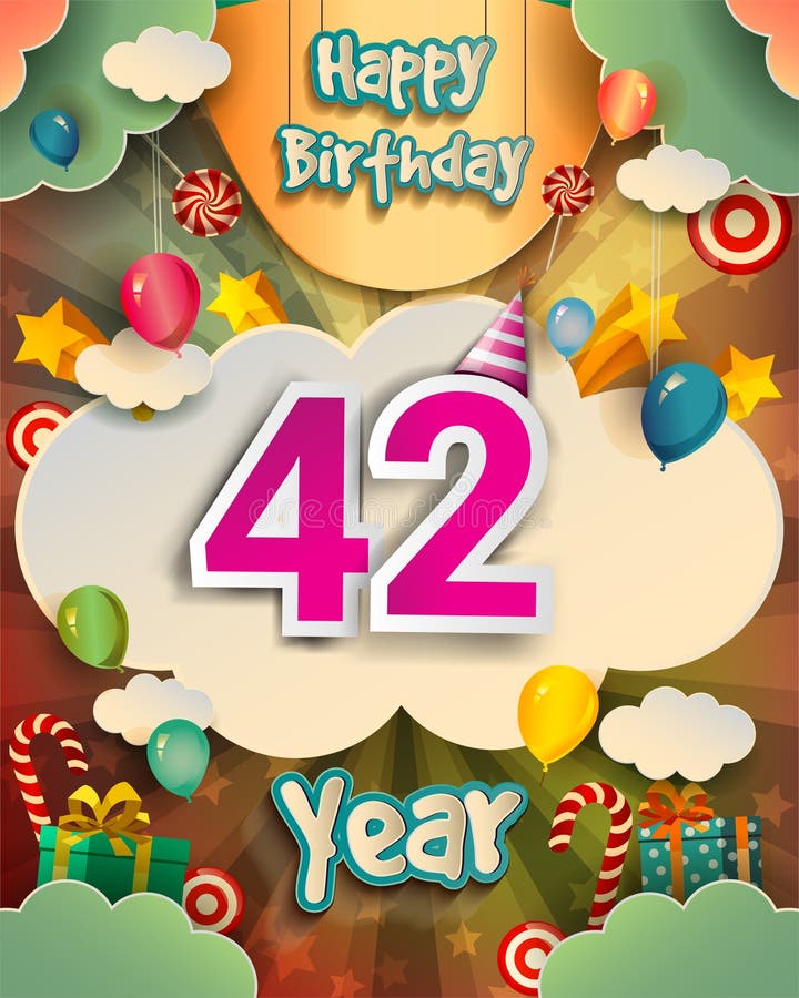 42nd Birthday Card Wishes Illustration Stock Illustration ...