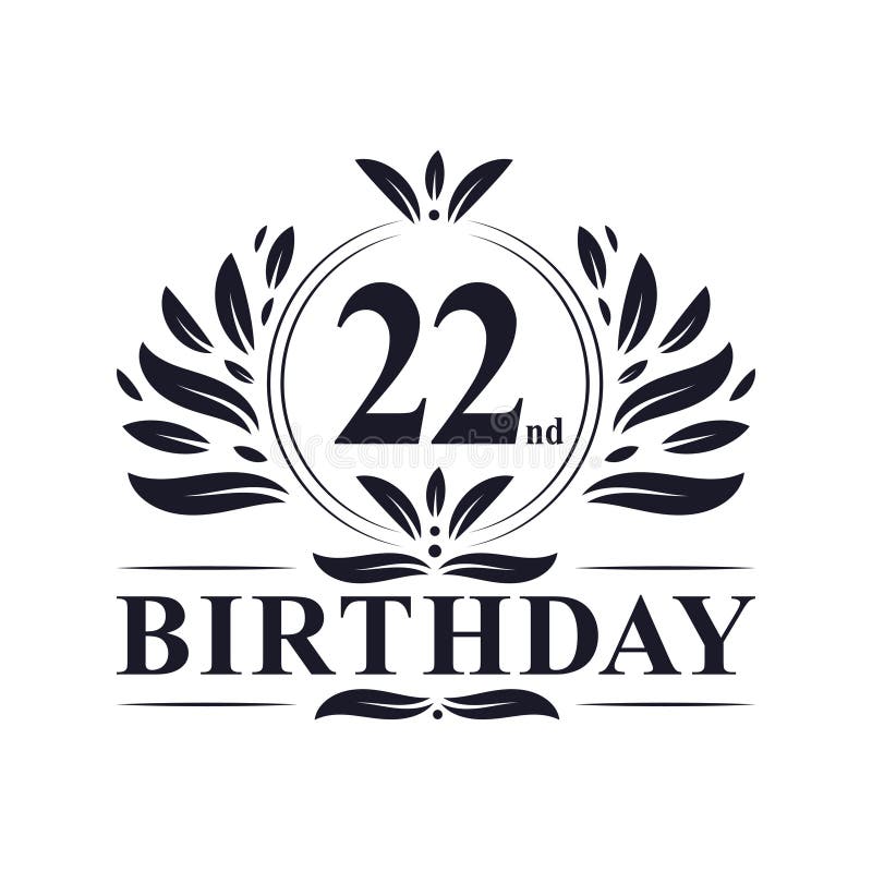 22nd Birthday Logo with Silver Ring and Blue Ribbon, Vector Design ...