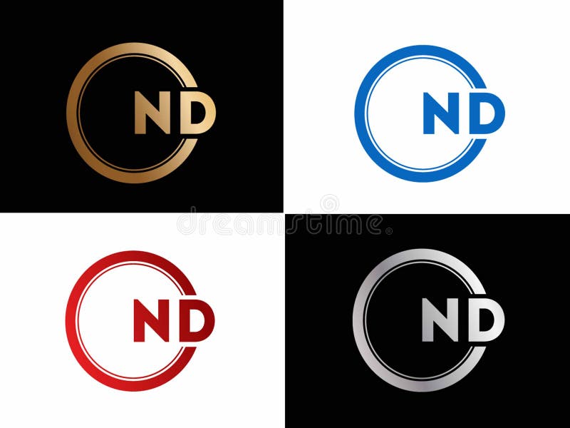 ND Initial Circle Shape Gold Color Later Logo Design Stock Vector ...
