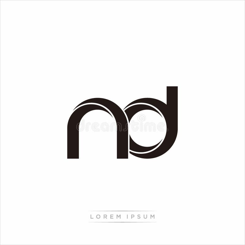 Nd Initial Letter Split Lowercase Modern Monogram Linked Outline ...