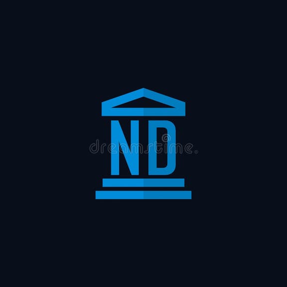 ND Initial Logo Monogram with Simple Courthouse Building Icon Design ...