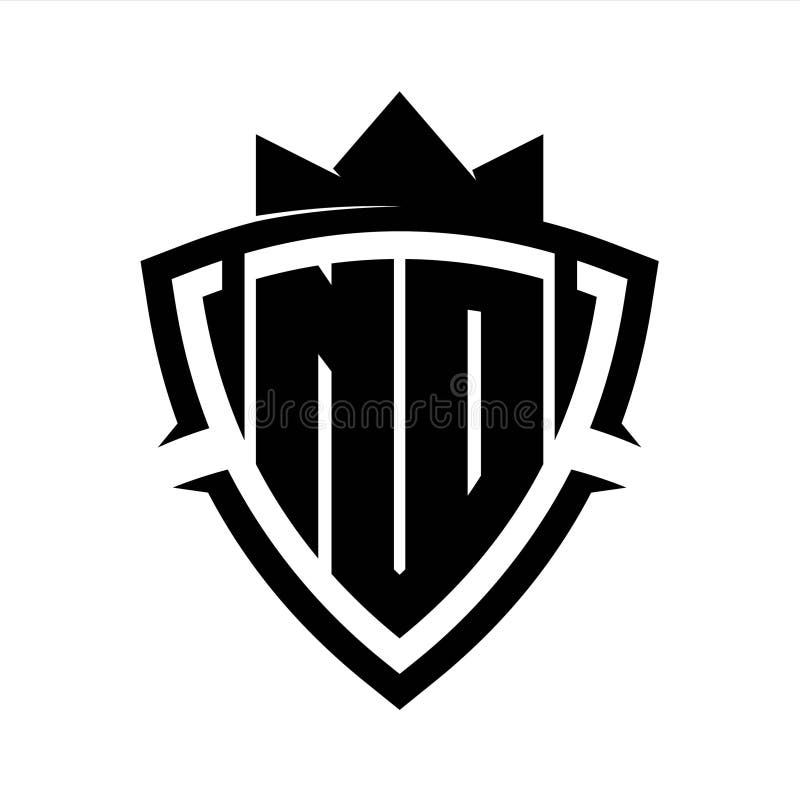 ND Letter Bold Monogram Triangle Curve Shield Shape with Crown Black ...