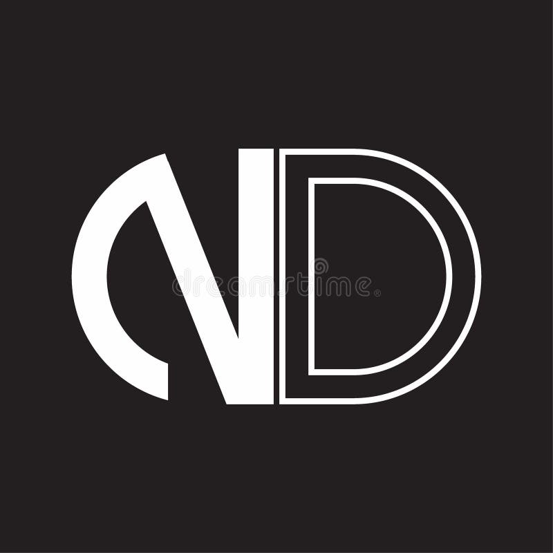 ND Letter Logo Monogram with Oval Shape Negative Space Design Template ...
