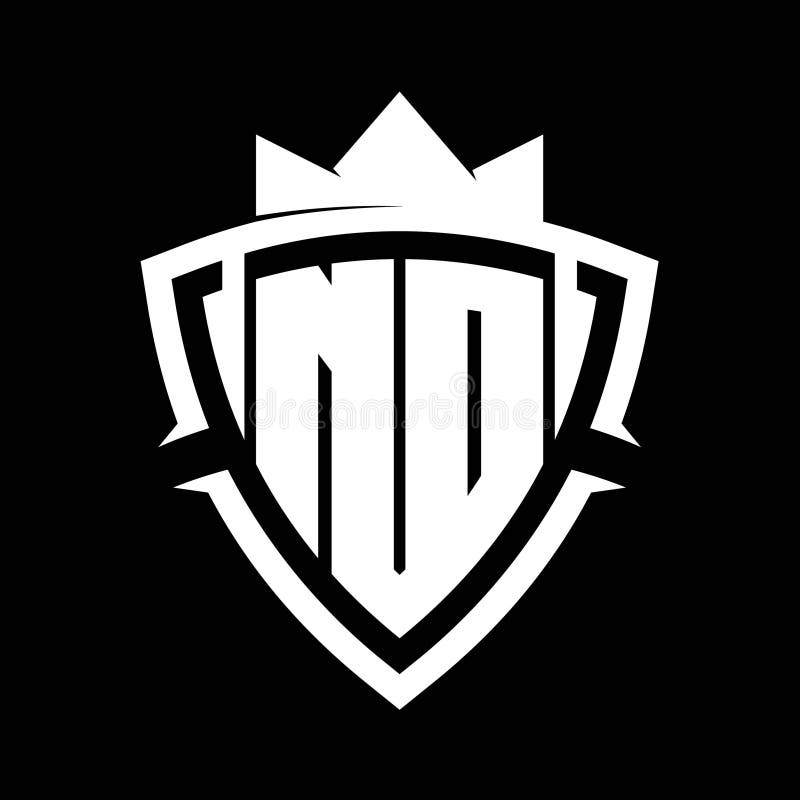 ND Letter Monogram with Triangle Curve Shield Shape with Crown White ...