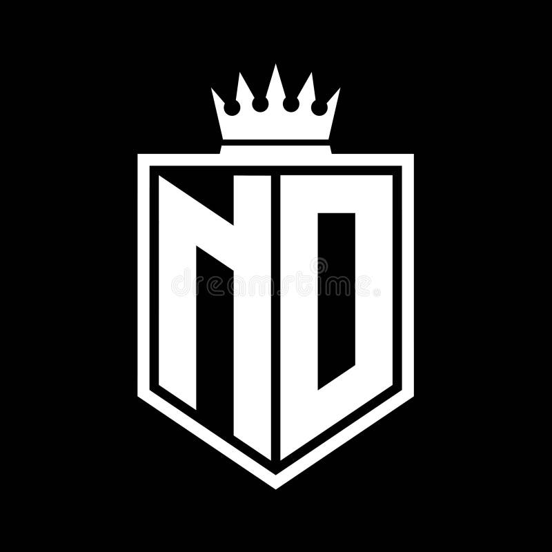 ND Logo Monogram Bold Shield Geometric Shape with Crown Outline Black ...