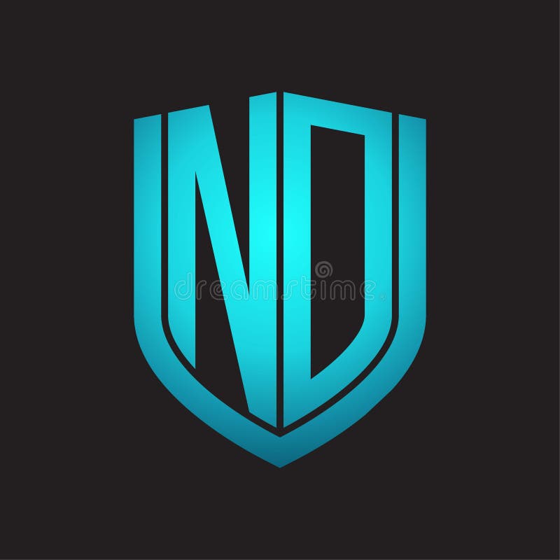 ND Logo Monogram with Emblem Shield Design Isolated with Blue Colors on ...
