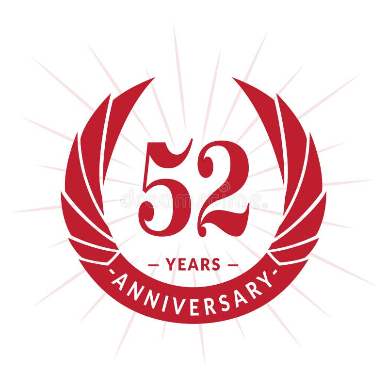 52 Years Anniversary Design Template. Elegant Anniversary Logo Design ...