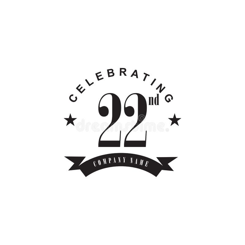 22nd Year Anniversary Logo Design Template Stock Vector - Illustration ...
