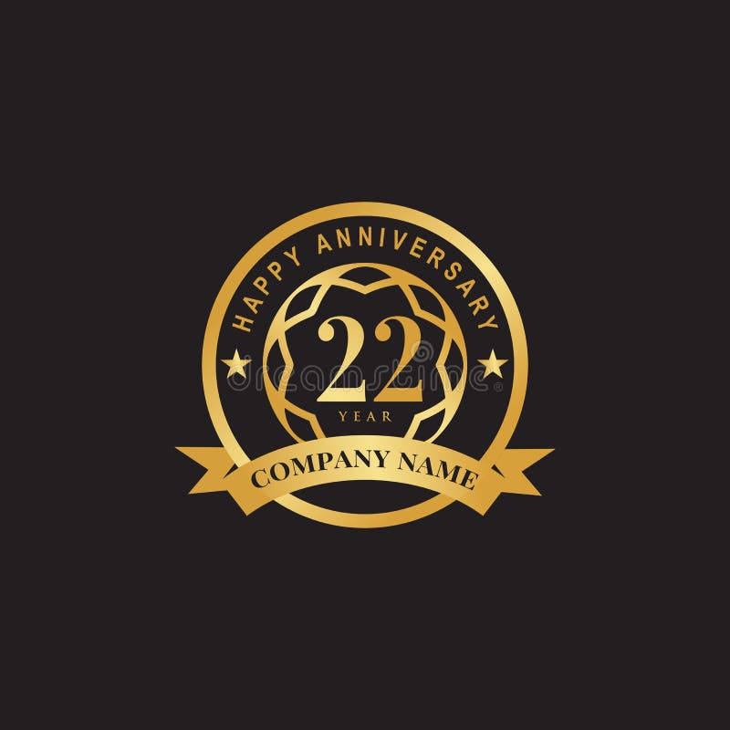 22nd Year Anniversary Logo Design Template Stock Vector - Illustration ...