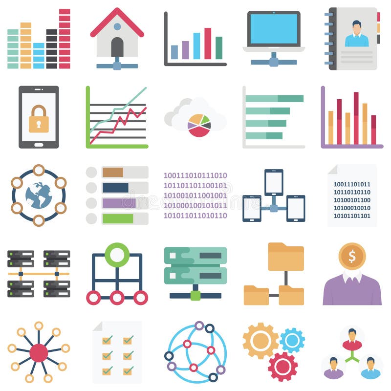 Mobile Data Science Color Isolated Vector Icons Set Every Single Icon Can Easily Modify or Edit ...