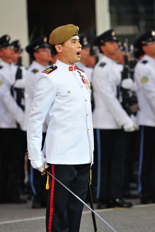 Parade Commander Standing Smartly with the Guard-of-honor Contingents ...