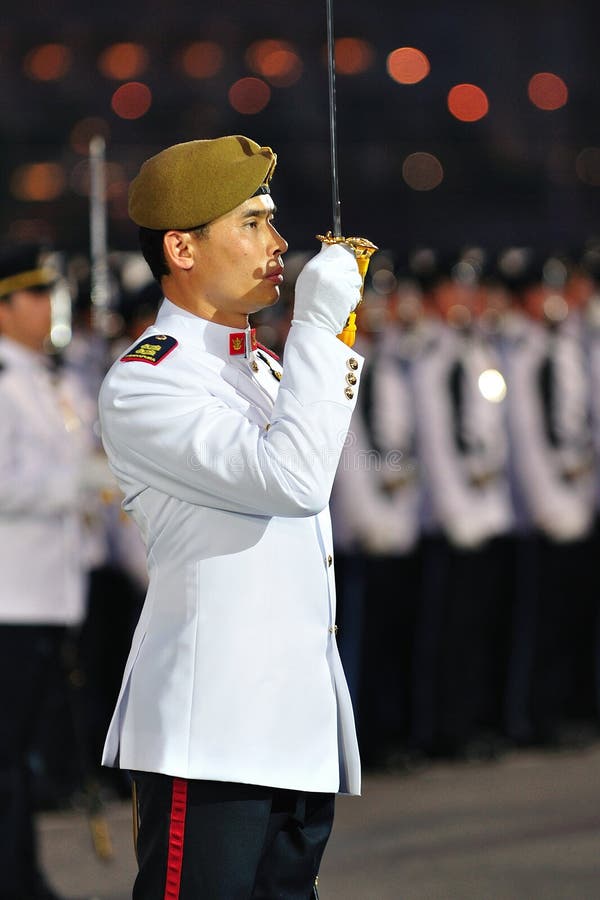 Parade Commander Standing Smartly with the Guard-of-honor Contingents ...