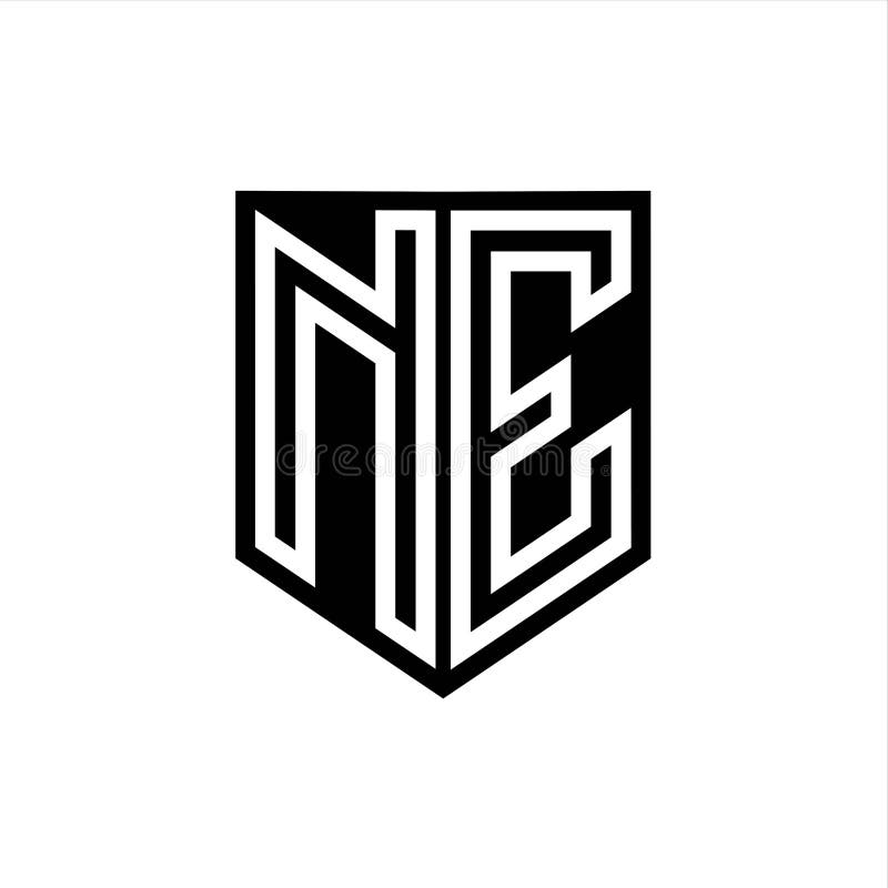 NE Logo Monogram Shield Geometric White Line Inside Black Shield Color ...