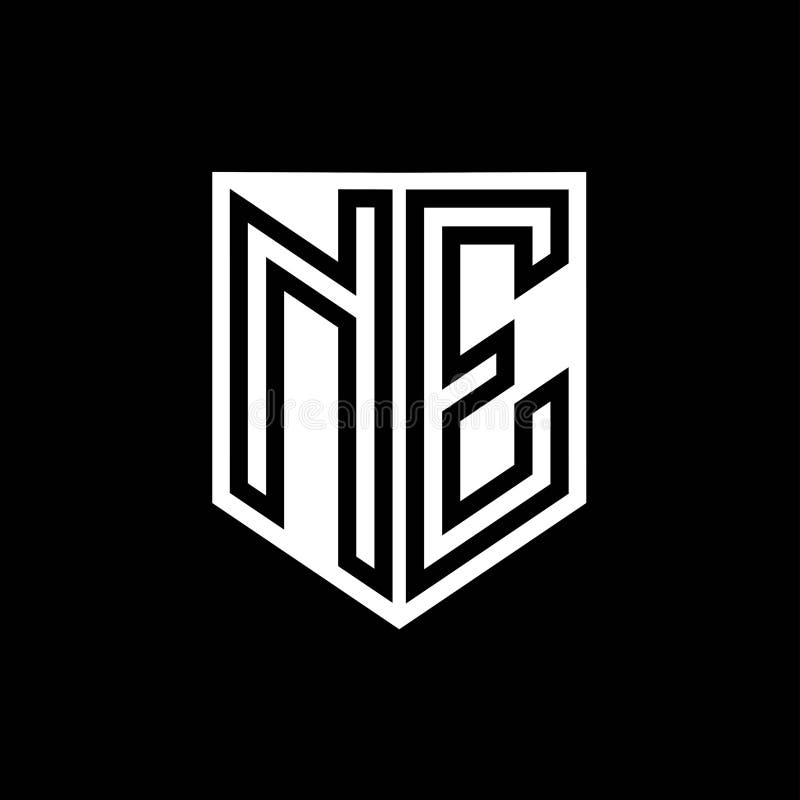 NE Logo Monogram Shield Geometric Black Line Inside White Shield Color ...