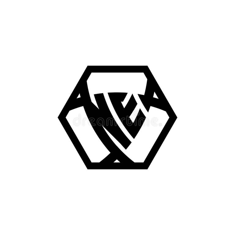 NE Logo Monogram Triangle Shield Hexagonal Style Stock Vector ...
