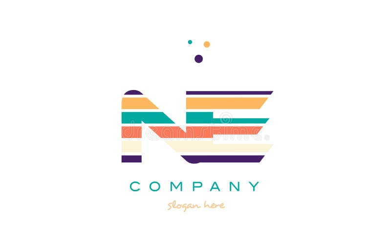 Ne N E Line Stripes Pastel Color Alphabet Letter Logo Icon Template Vector Stock Vector