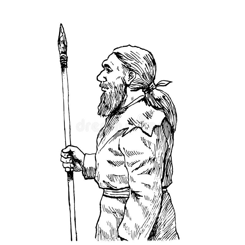 Neanderthal in the mist stock illustration. Illustration of prehistoric ...