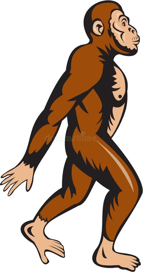Neanderthal Man Walking Side Cartoon Stock Vector - Illustration of ...