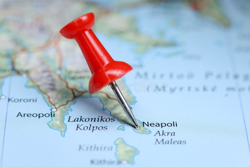 Neapoli, Peloponnese, Greece Pin on Map Stock Photo - Image of city ...