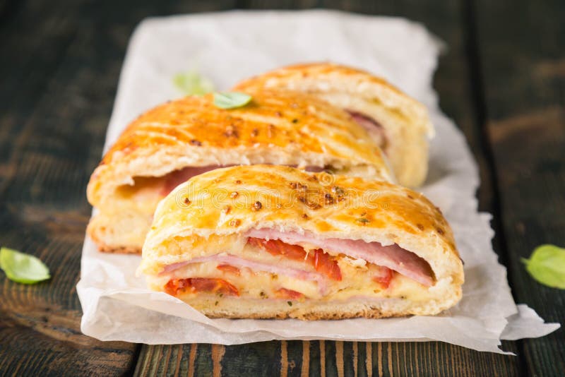 Neapolitan Bread. Cheese and Ham Filled Bread Stock Photo - Image of ...