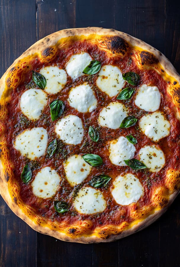 Neapolitan Pizza with Mozzarella & Basil Stock Illustration ...